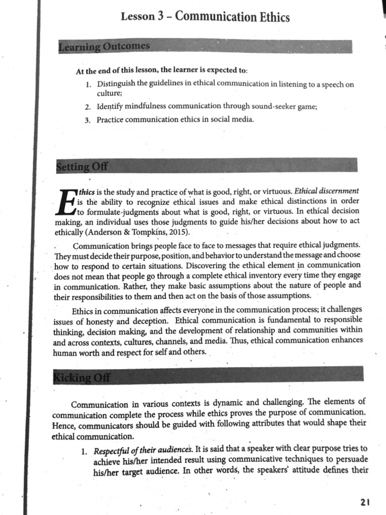 PURCOMM Reading+ Communication Ethics | PDF