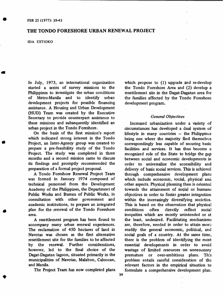 Tondo Foreshore Project PDF | PDF | Slum | Economic Development