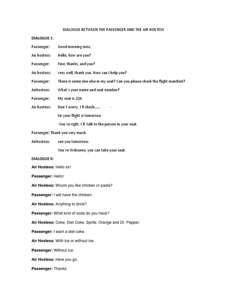 Dialogues | PDF | Flight Attendant | Petén Department