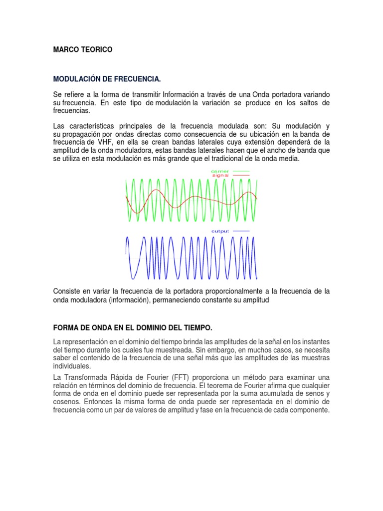 Marco Teorico MODULACION FM | PDF | Modulación de frecuencia | Modulación