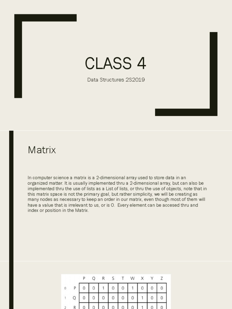 Class 4: Data Structures 2S2019 | PDF