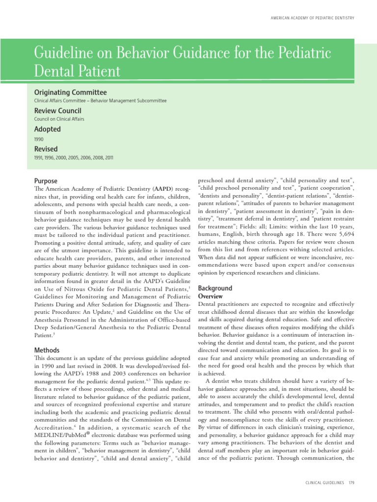 Guideline On Behavior Guidance For The Pediatric Dental Patient PDF ...