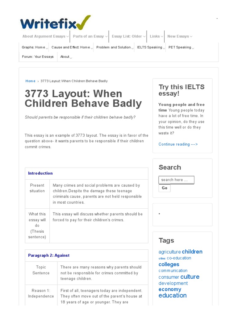 3773 Layout - When Children Behave Badly - Writefix PDF | PDF | Adolescence | Essays