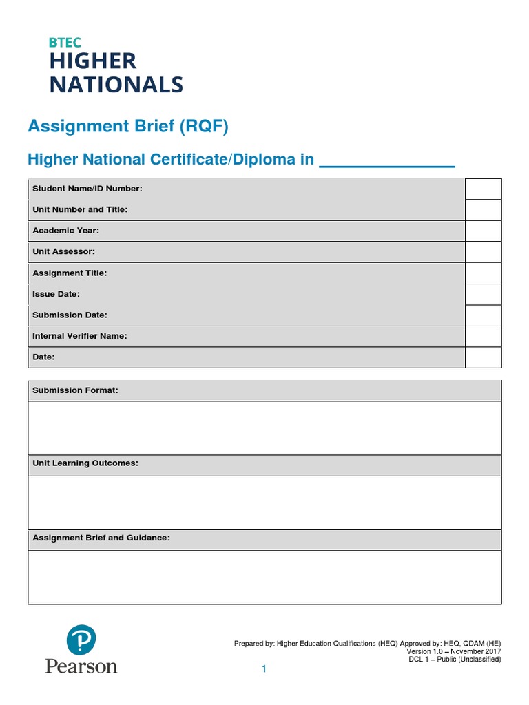 HNC Assignment Brief Template | PDF