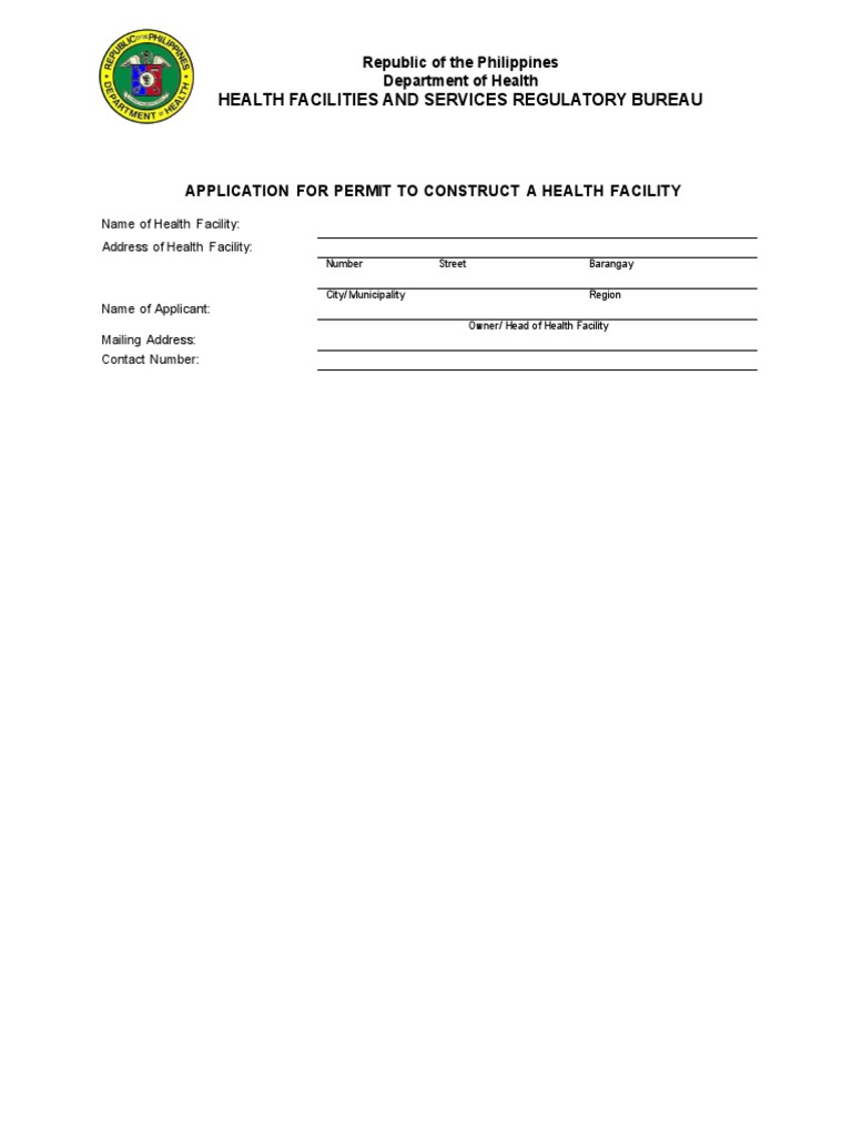 Application For Permit To Construct A Health Facility | PDF | Clinic ...