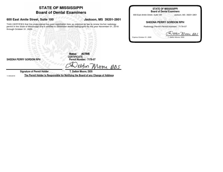 State of Mississippi Board of Dental Examiners: 600 East Amite Street ...