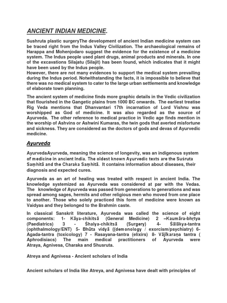 Ancient Indian Medicine.: Ayurveda | PDF | Ayurveda | Surgery