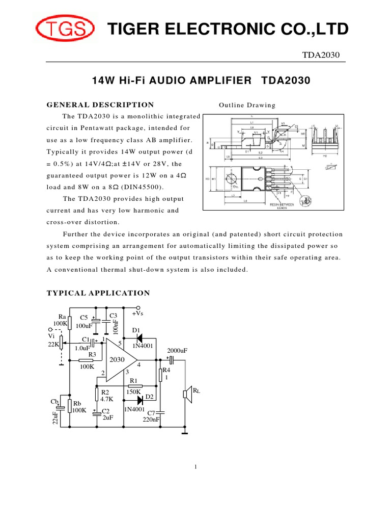 Tda2030 PDF | PDF | Amplifier | Electricity