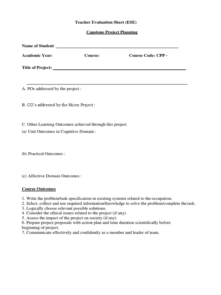 Capstone Project Planning | PDF | Rubric (Academic) | Cognition