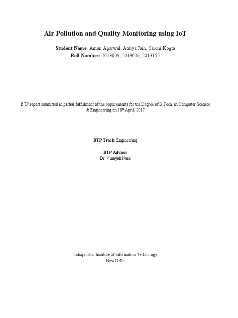 Air Pollution Monitoring Using IOT | PDF | Ordinary Least Squares ...