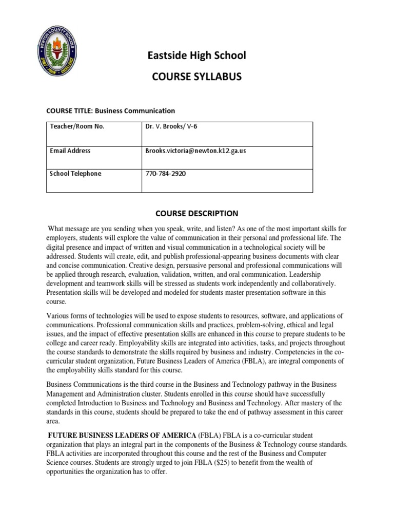 Business Communication Course Syllabus 2019-2020 | PDF | Test ...