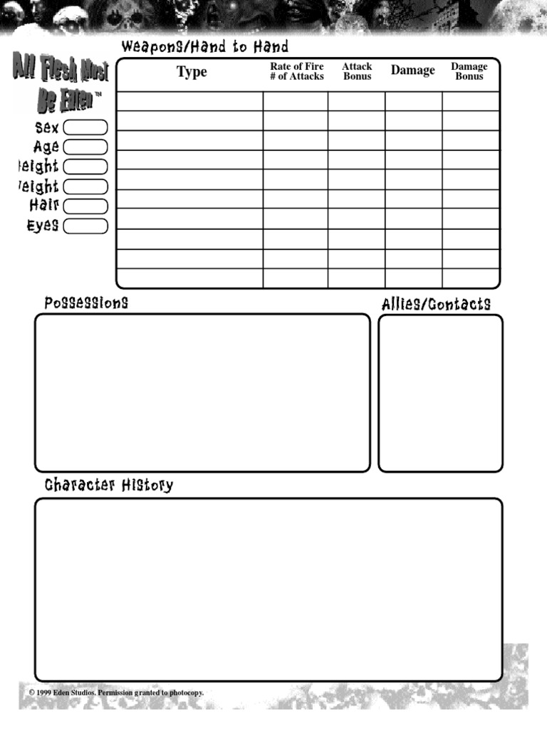 AFMBE - Character Sheet - Back PDF | PDF