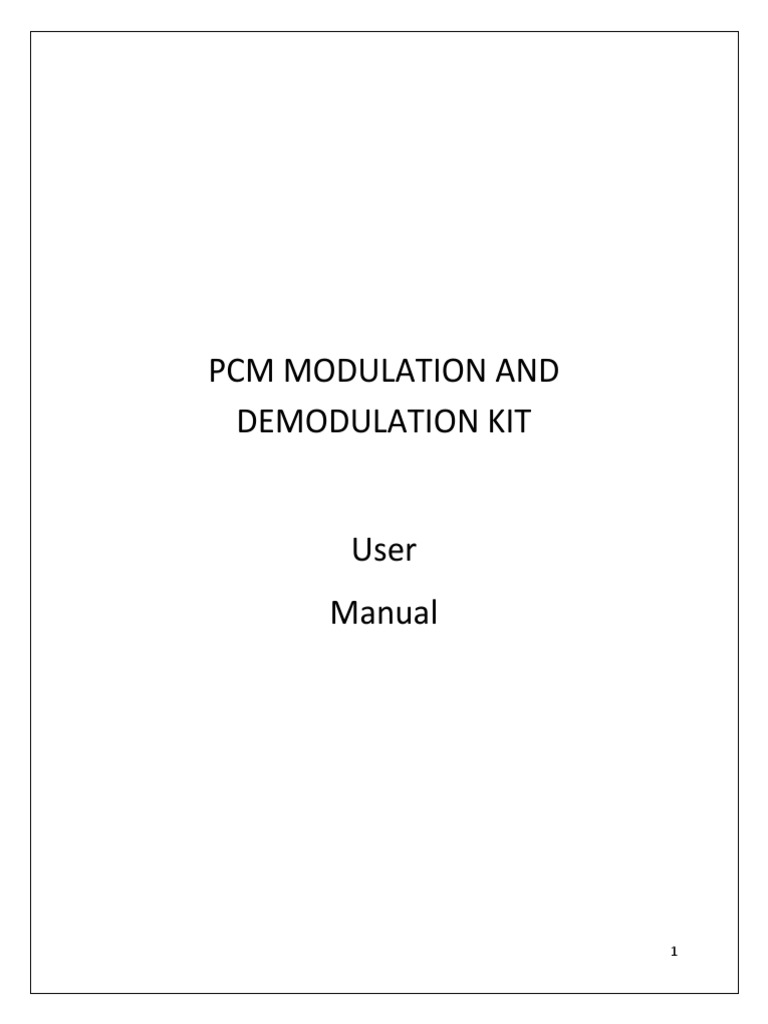 PCM Modulation and Demodulation Kit | PDF | Modulation | Analog To ...