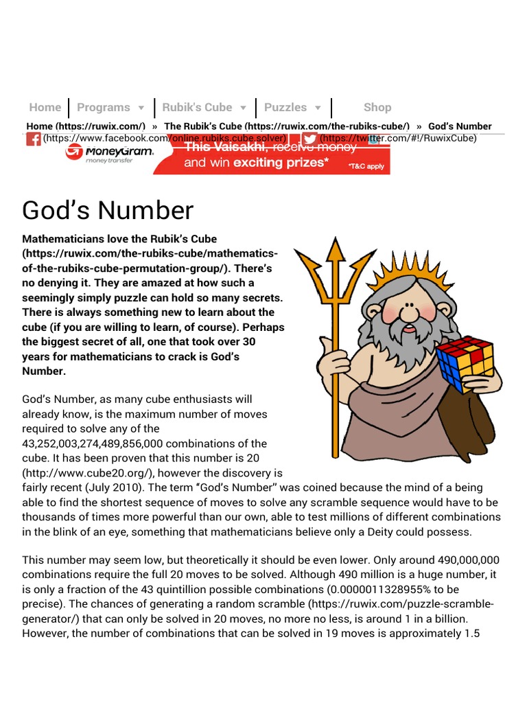 Rubiks Cube's God Number | PDF | Logic Puzzles | Discrete Mathematics