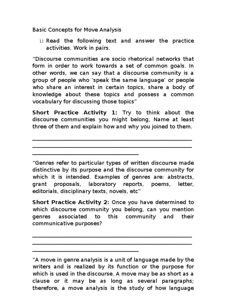 Basic Concepts For Move Analysis | PDF
