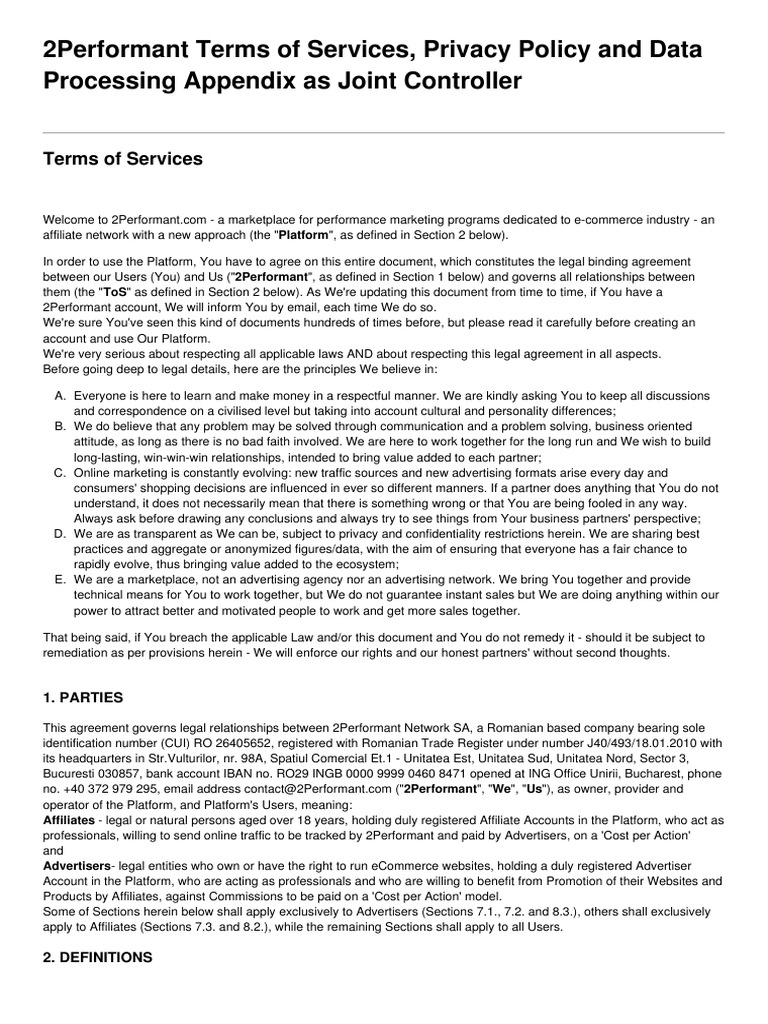 2performant Terms of Services, Privacy Policy and Data Processing ...