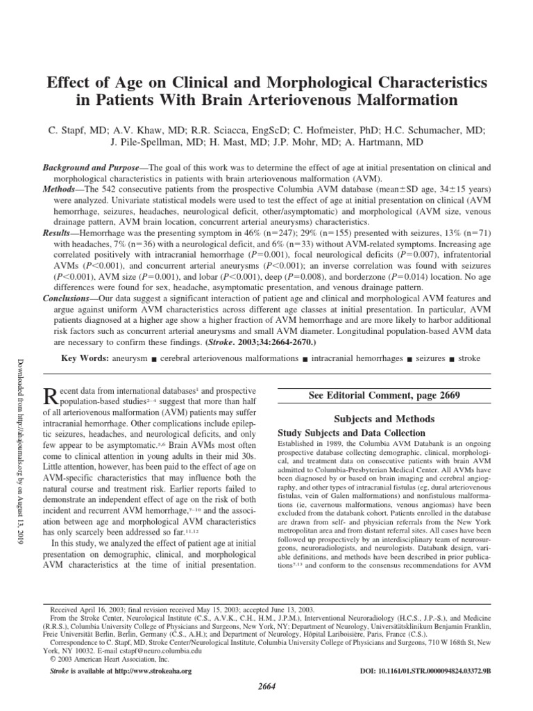 Avm Classification | PDF | Angiography | Analysis Of Variance
