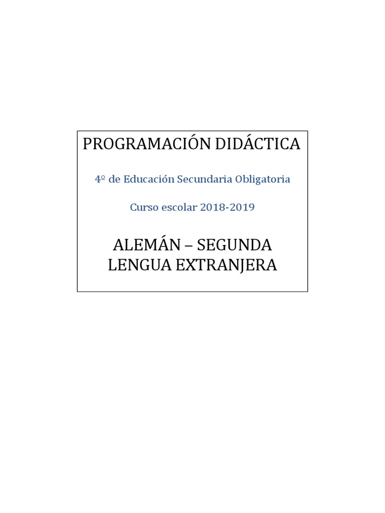 Programacion - 4 Eso | PDF | Plan de estudios | Aquisición de idioma