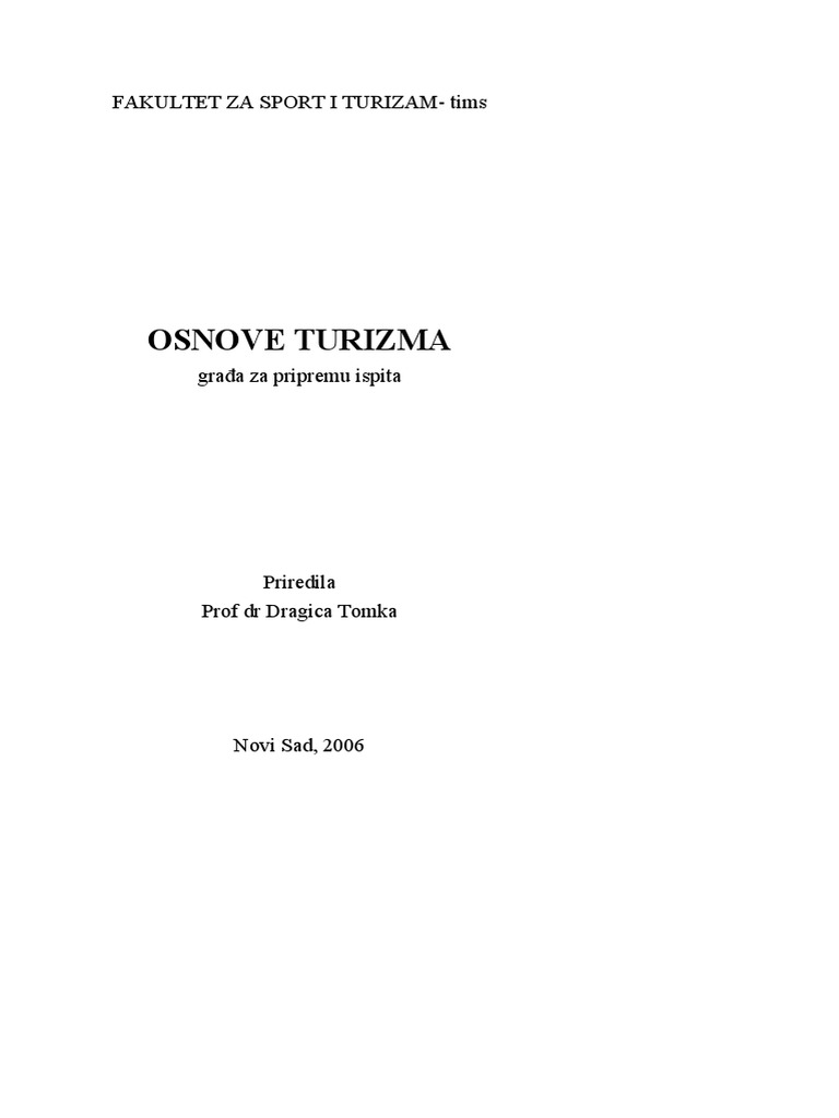 Osnove Turizma Tomka Okt 08 PDF | PDF