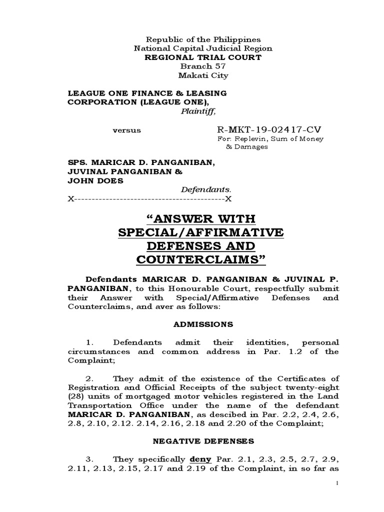 Answer | Download Free PDF | Foreclosure | Mortgage Law