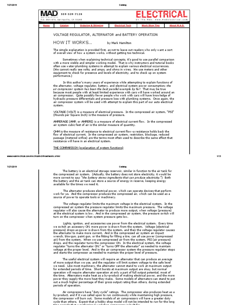 Alternator Operation Pdf Battery Charger Electric Current