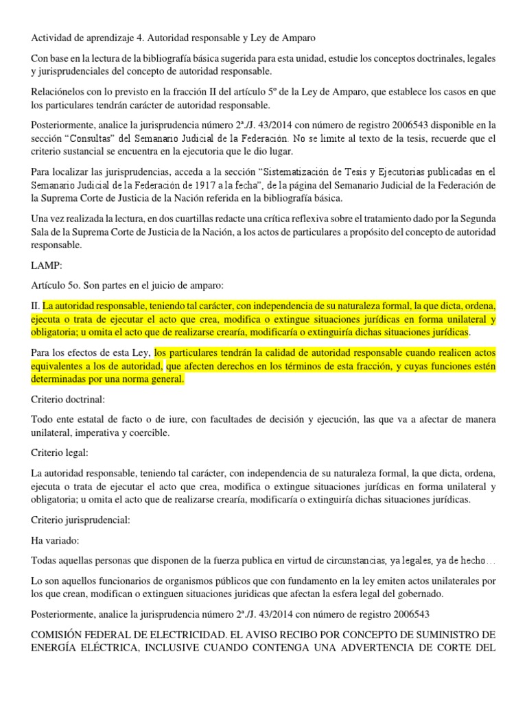 Autoridad Responsable y Ley de Amparo | PDF | Caso de ley | Virtud