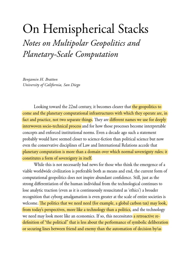 Bratton, Benjamin - 2018 - Hemispherical Stacks: Notes On Multipolar ...