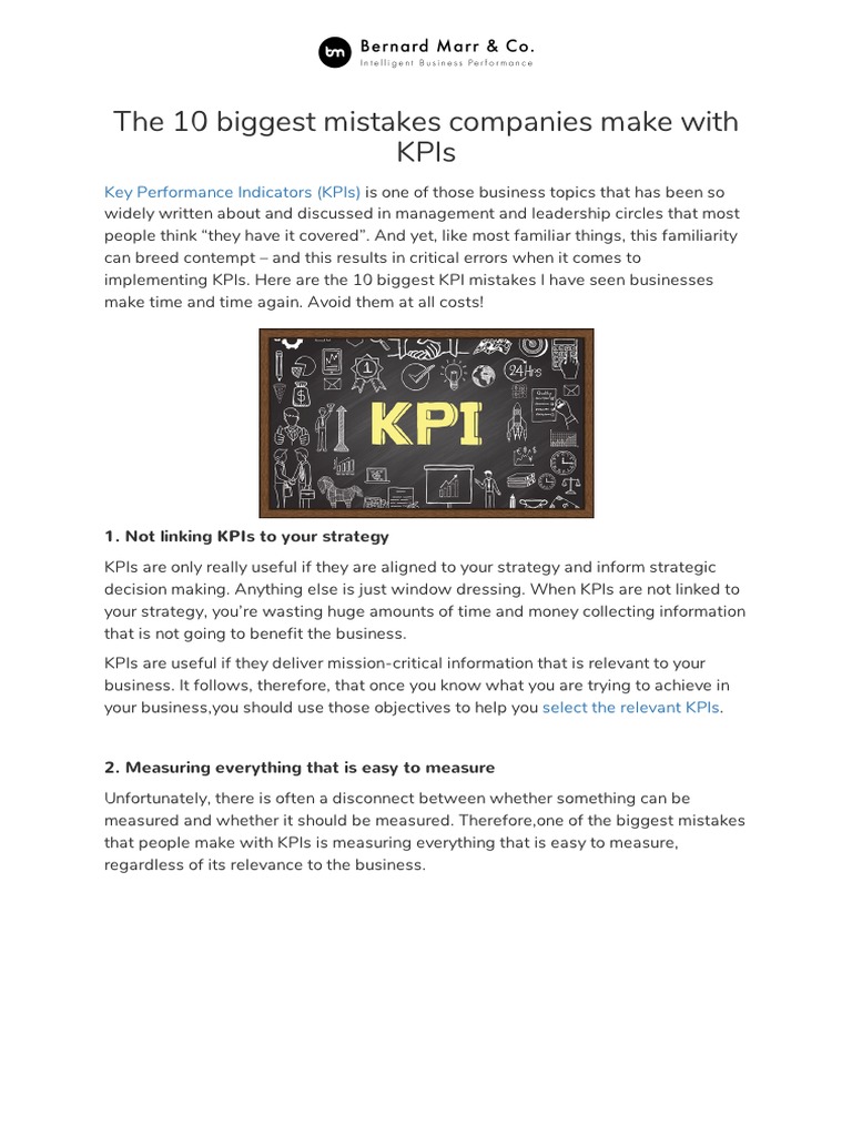 The 10 Biggest Mistakes Companies Make With Kpis: Key Performance ...
