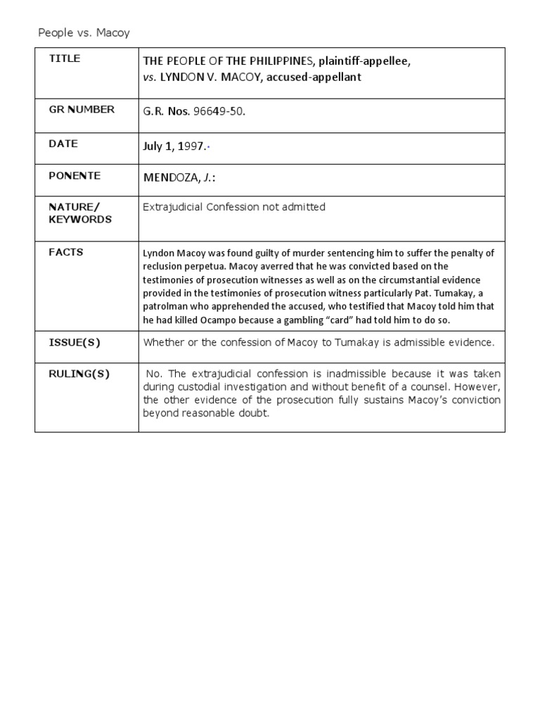 Vs. LYNDON V. MACOY, Accused-Appellant: THE PEOPLE OF THE PHILIPPINES ...