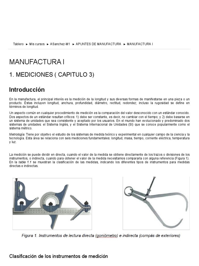Manufactura I - Mediciones (Capitulo 3) | PDF | Herramientas ...