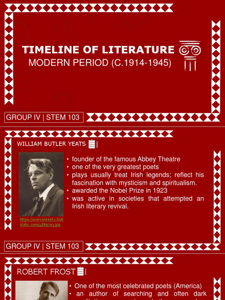 Timeline of Literature: MODERN PERIOD (C.1914-1945) | PDF