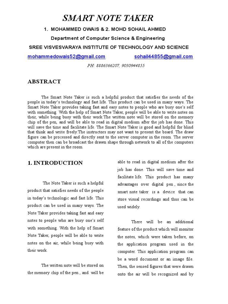 Smart Note Taker | PDF | Computer Program | Programming