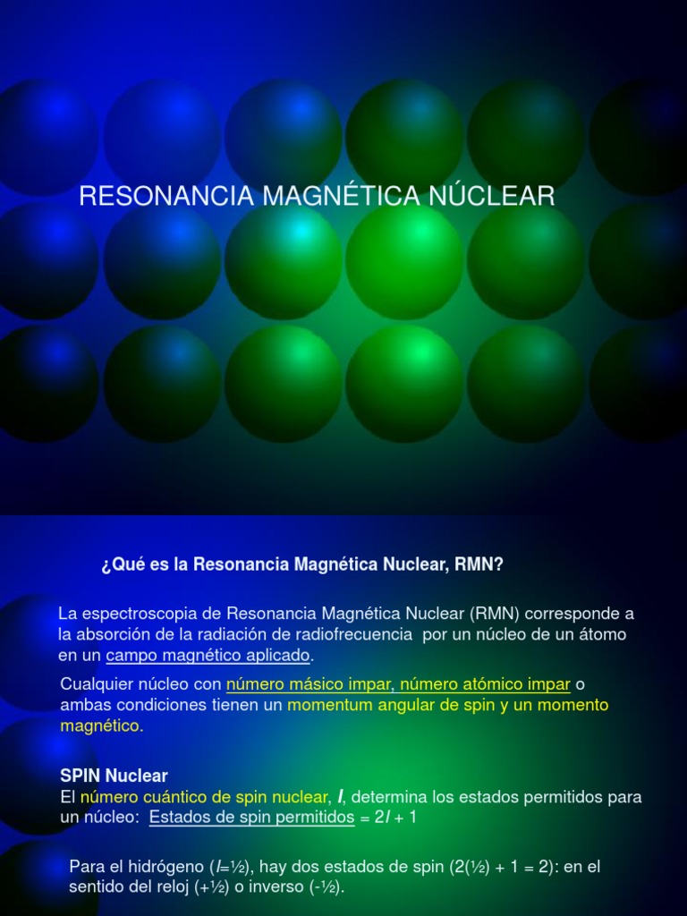 RMN 1H | PDF | Resonancia magnética nuclear | Enlace químico