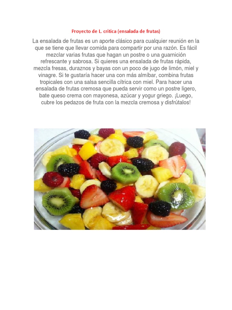Ensalada de Frutas | PDF | Cocina, comidas y vino