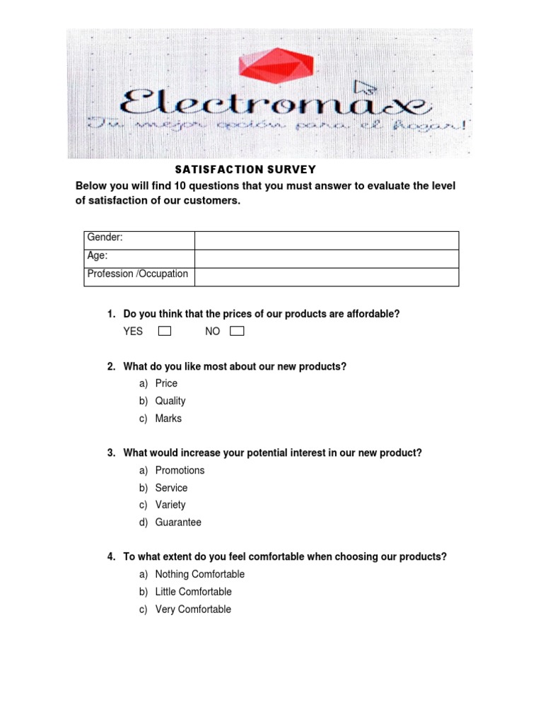 Satisfaction Survey Below You Will Find 10 Questions That You Must ...