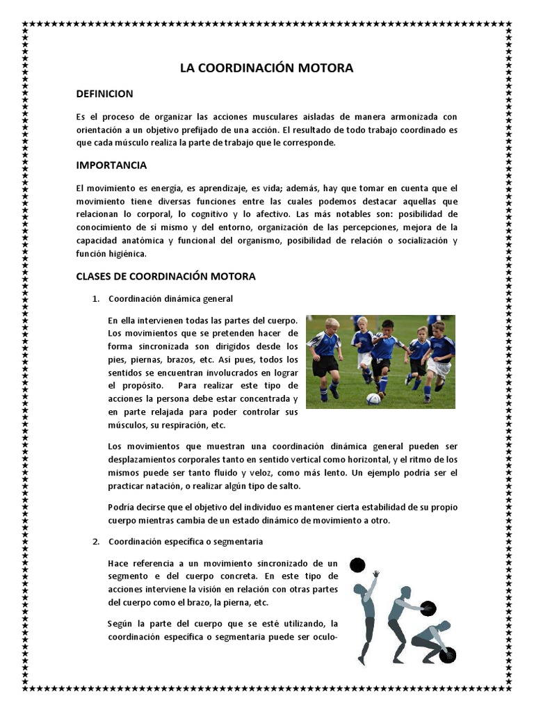 La Coordinación Motora | Coordinación motriz | Conceptos psicologicos