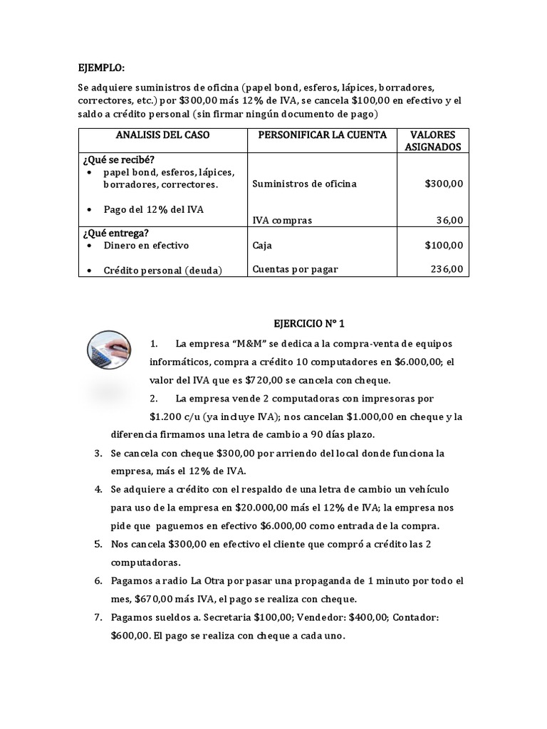 Ejercicio de Transacción | PDF | Cheque | Contabilidad