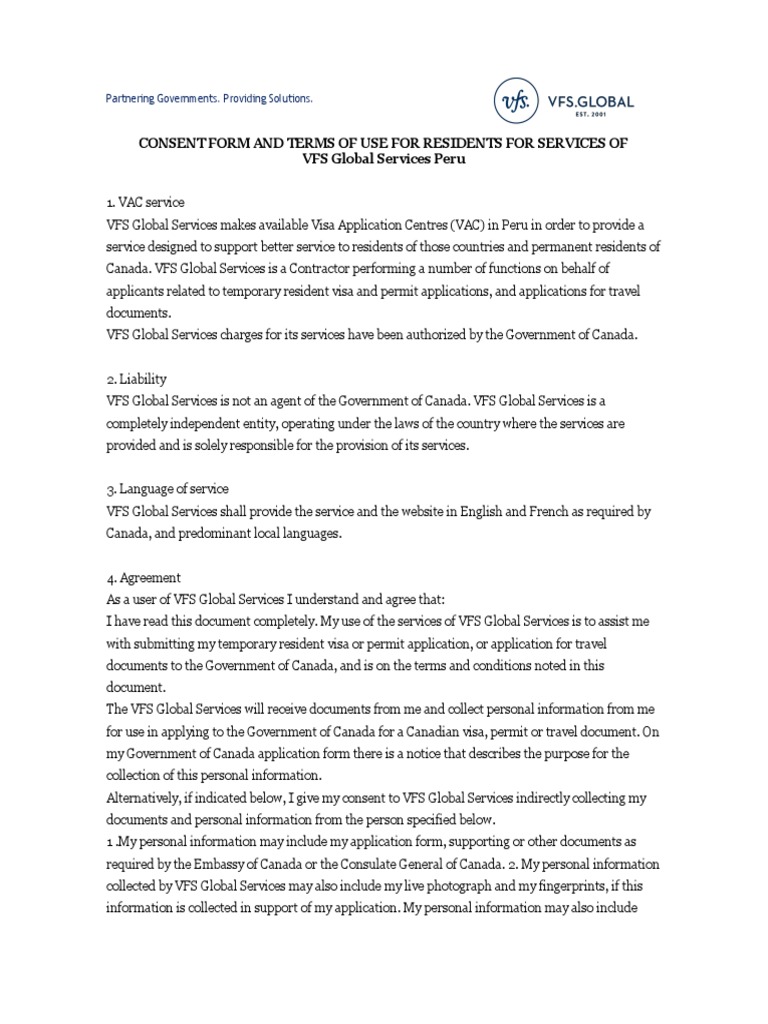 VFS Consent Form | PDF | Personally Identifiable Information | Travel Visa