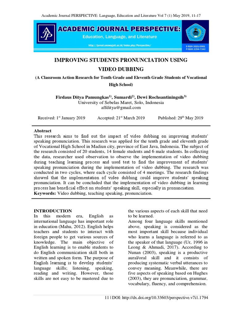 Improving Students Pronunciation Using Video Dubbi | PDF | Qualitative ...