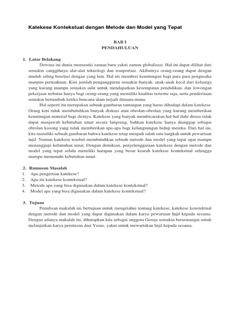 Katekese Kontekstual Dengan Metode Dan Model Yang Tepat | PDF | Karier ...