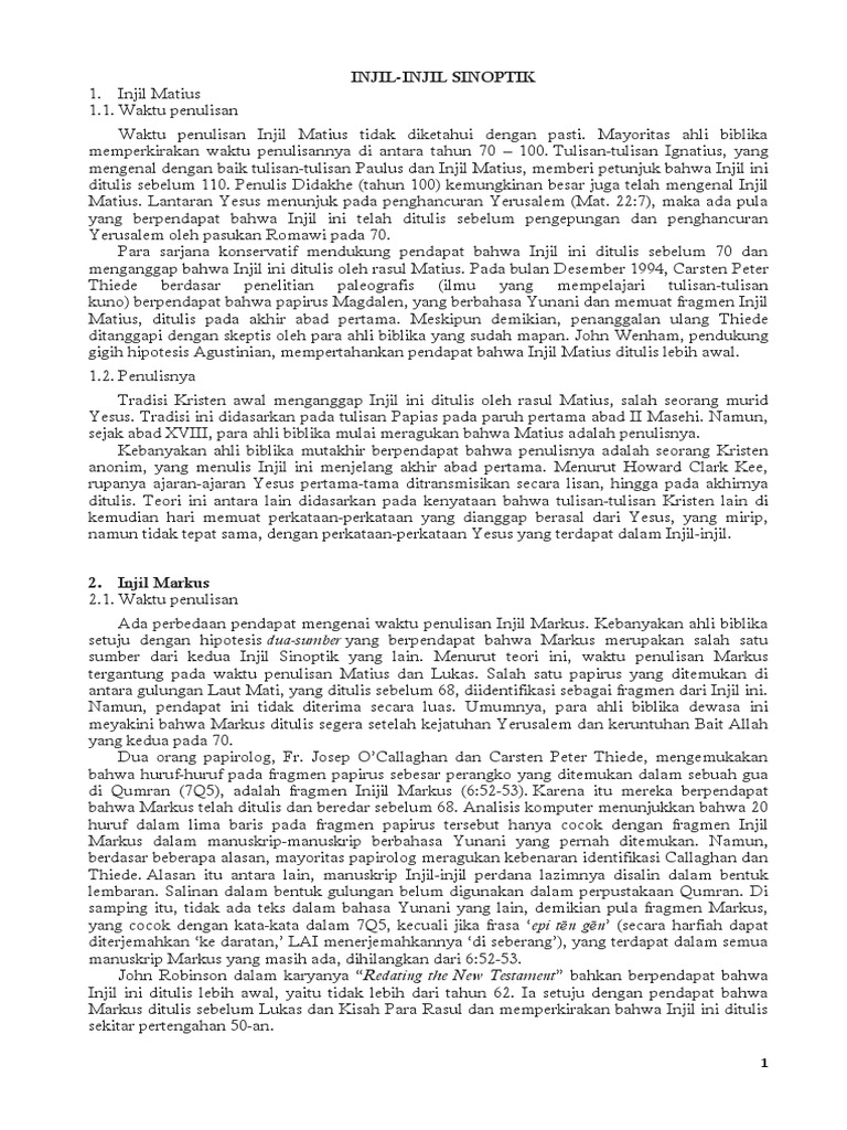 Injil Sinoptik | PDF