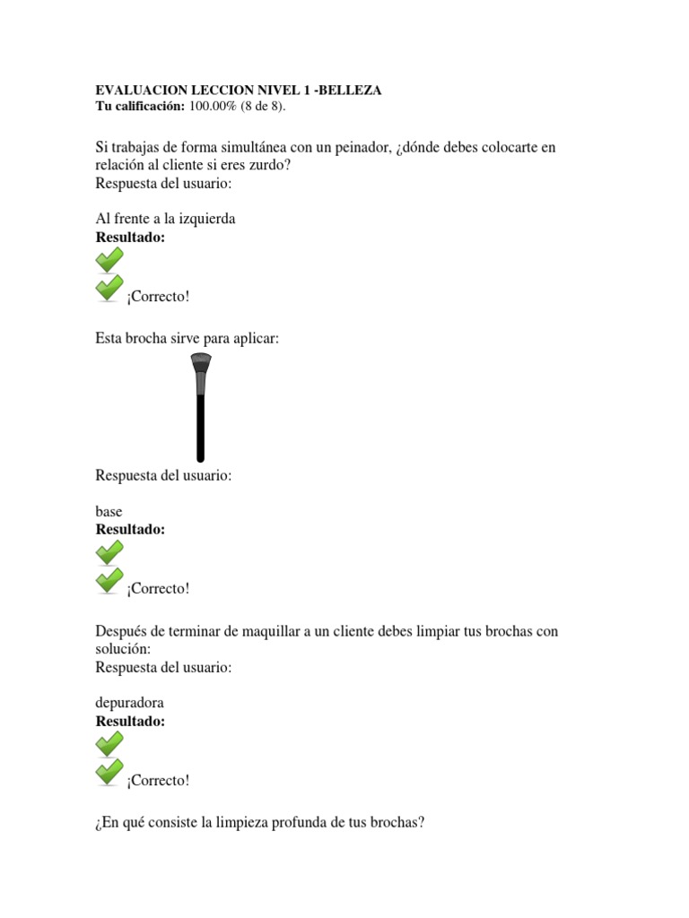 Evaluación de Belleza Nivel 1 | PDF