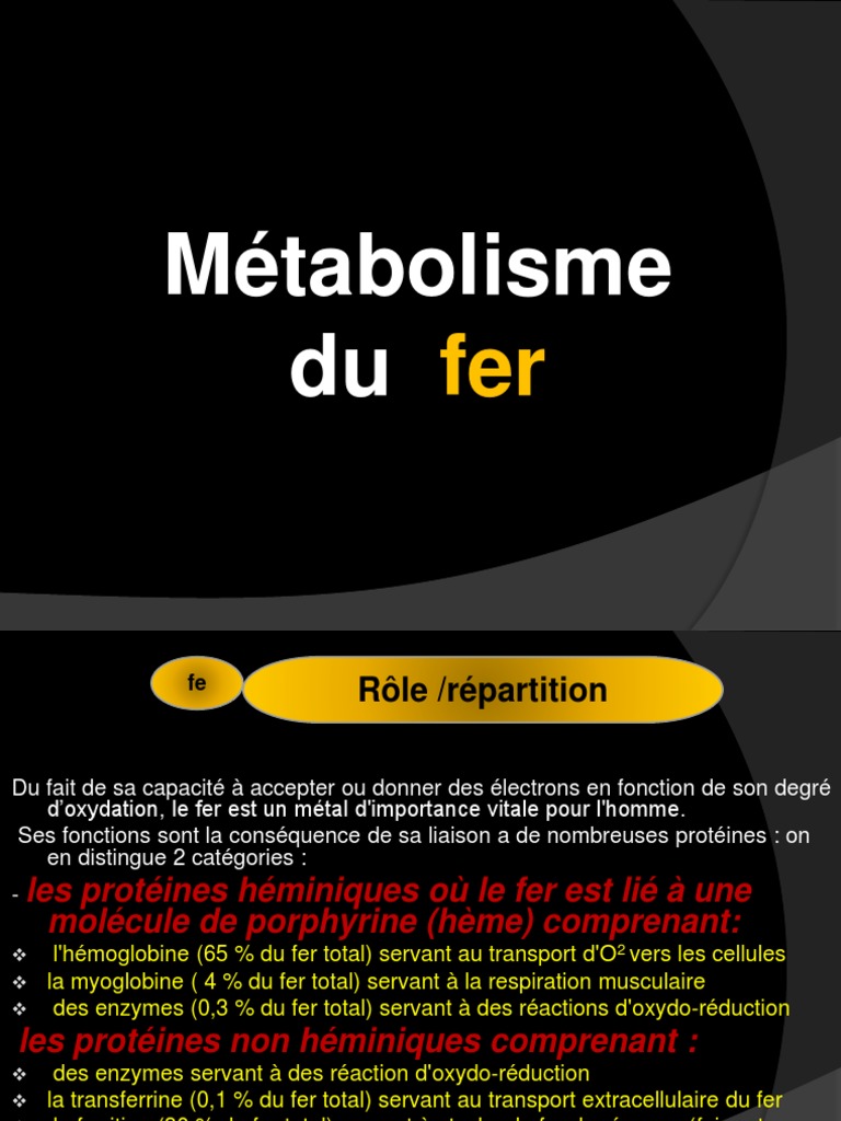 Metabolisme Du Fer | PDF | Biochimie | Chimie