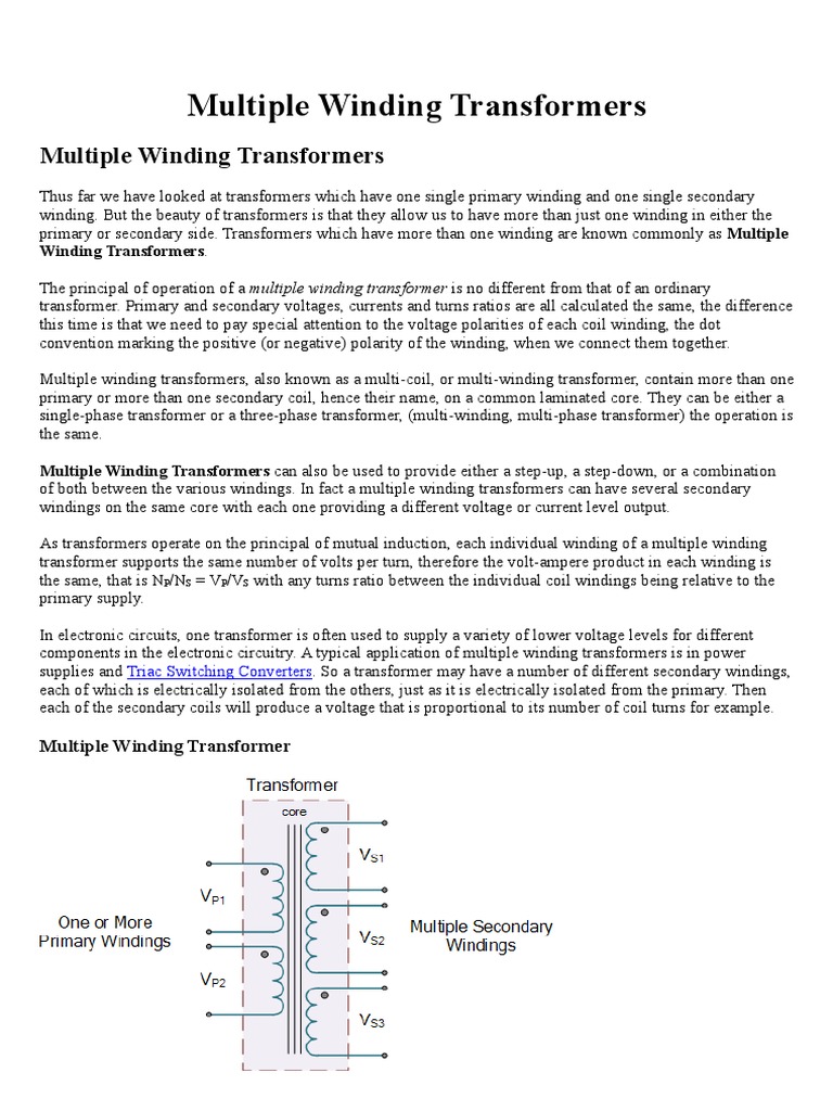 Understanding Multiple Winding Transformers | PDF | Series And Parallel ...