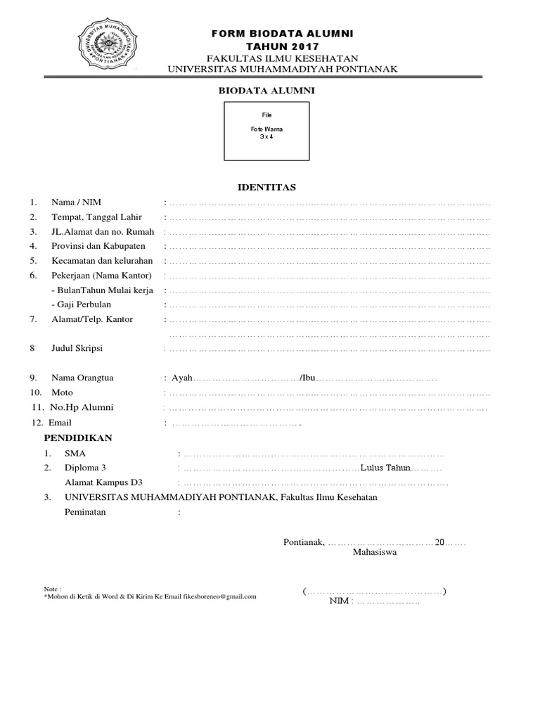 Form Biodata Alumni | PDF