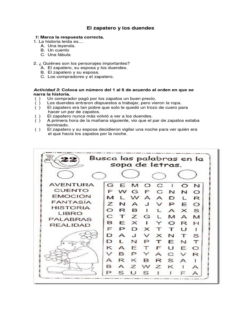 Identificando el género y secuencia de eventos de un cuento popular: El ...