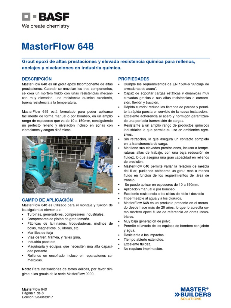 Basf Masterflow 648 | PDF | Hormigón | Bomba