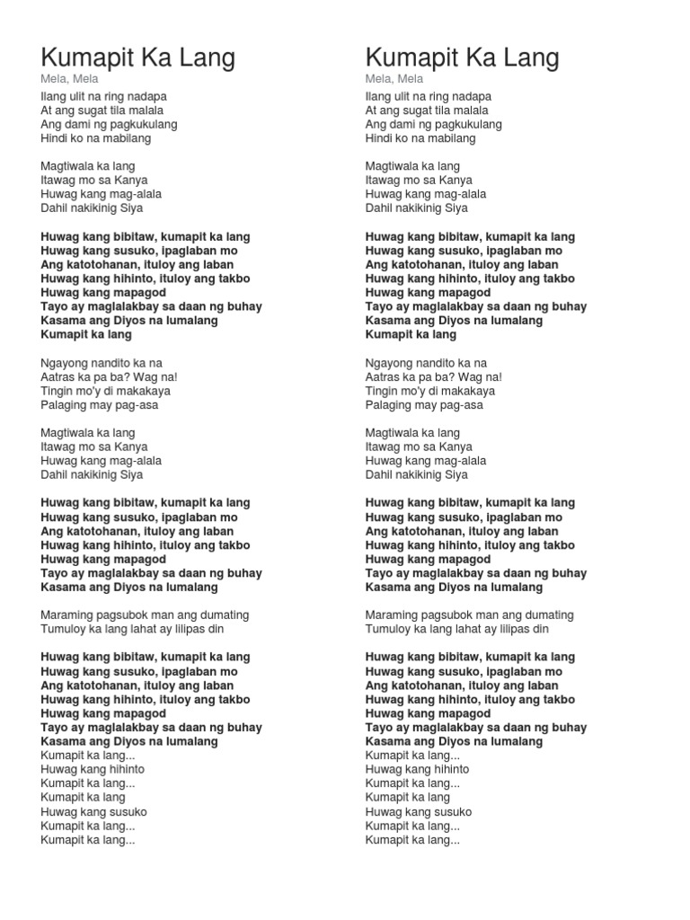 Kumapit Ka Lang | PDF