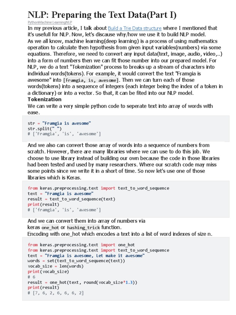 NLP Text Data Preparation Guide | PDF | Array Data Structure | Sequence