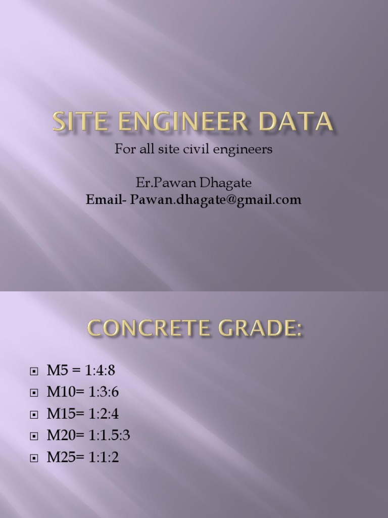 Site Engineer Data Pdf Pdf Masonry Concrete